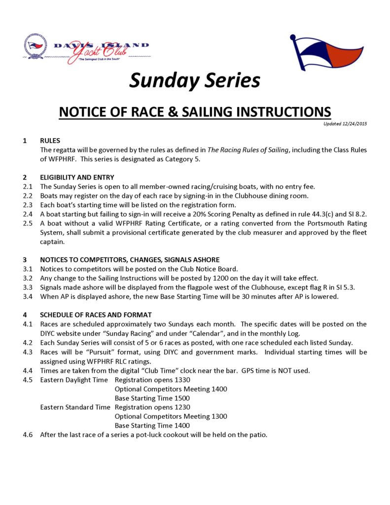 Sunday Racing - Davis Island Yacht Club
